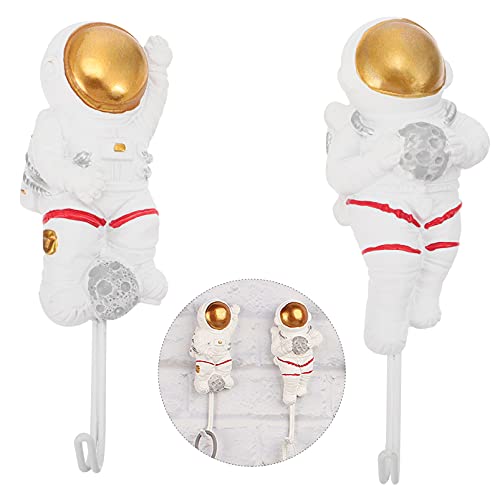 Hoement 2 pcs Hat Back Hanging Wall- Accessories Free Mudroom Adhesive Astronaut Decorative Mounted Statue Scarves Sculptures Clasps Towel Door Decoration for Rack Towels Sticky Heavy