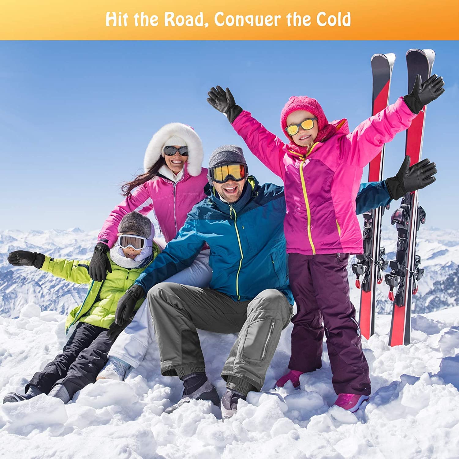 Flamino Winter Ski Gloves, Made with 3M Thinsulate Insulation, Waterproof Work Gloves with Touchscreen, Warm Snow Gloves for Women and Men in Cold