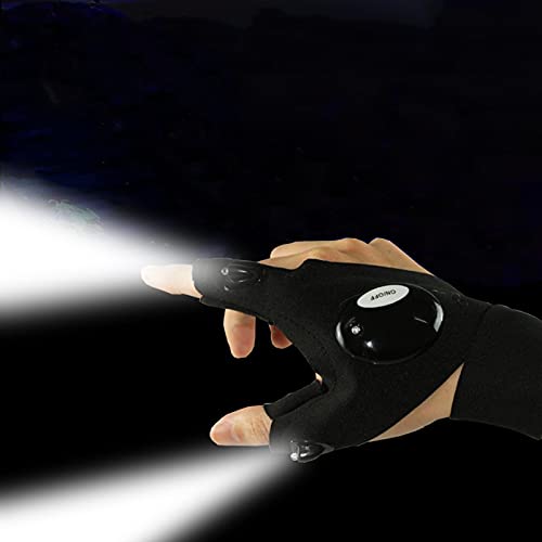 Fingerless Glove LED Flashlight Torch Outdoor Tool Fishing Camping Hiking Survival Rescue Multi Light Tool Left/Right Hand (Left Hand)