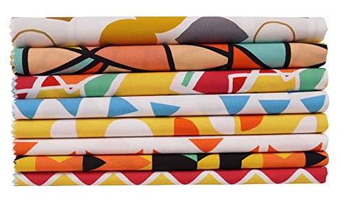 Soimoi 8 Pc Fat Quarter Bundle, Geometric Abstarct Collection Print 18"x 22" DIY Patchwork- 100% Cotton Pre-Cut Quilting Fabric Multicolor