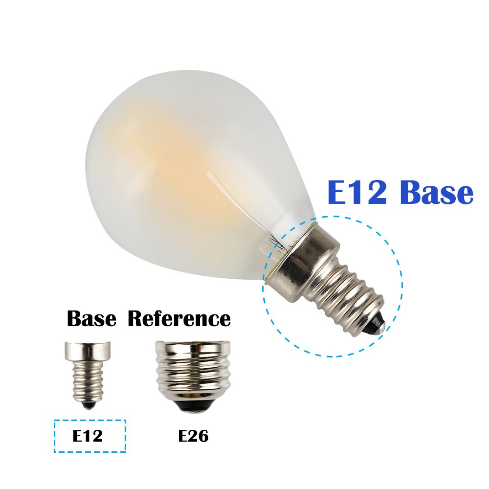 OPALRAY G45(G14) Mini Globe 4W LED Dimmable Bulb, 40W Incandescent Bulb Equivalent, 2700K Warm White Light Color, E12 Small Base Candelabra Light, Frosted Glass Cover, 2 Pack