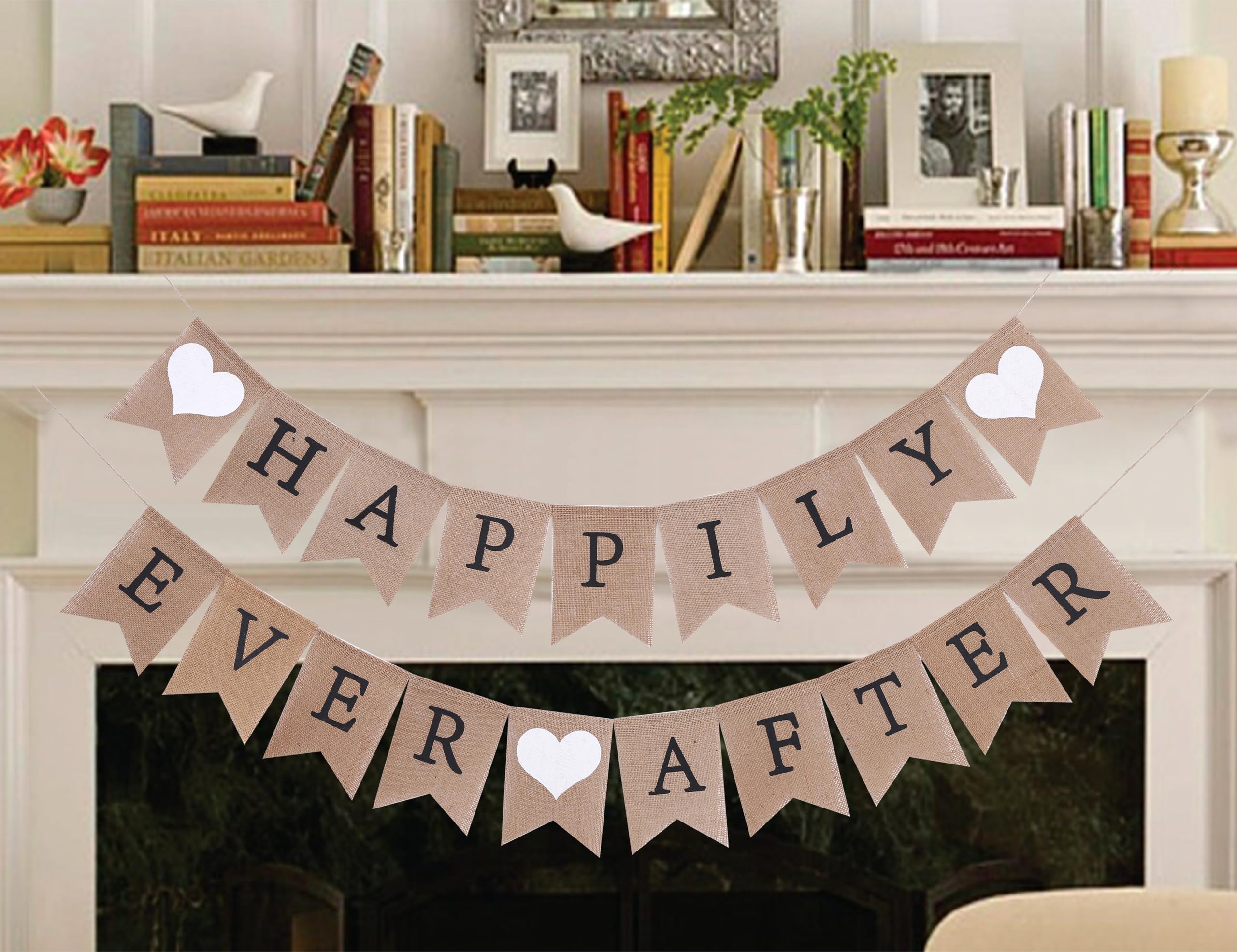 Happily Ever After Burlap Banner - Happily Ever After Bunting, Rustic Wedding Decor, Burlap Banner, Bridal Shower, Engagement, Just Married, Wedding Party Decorations, Rustic Country Bridal Shower