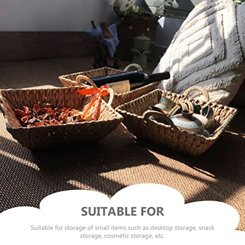 LUOZZY 2pcs Storage Basket Straw Woven Basket Desk Organizer Decorative Basket Sundries Holder for Home