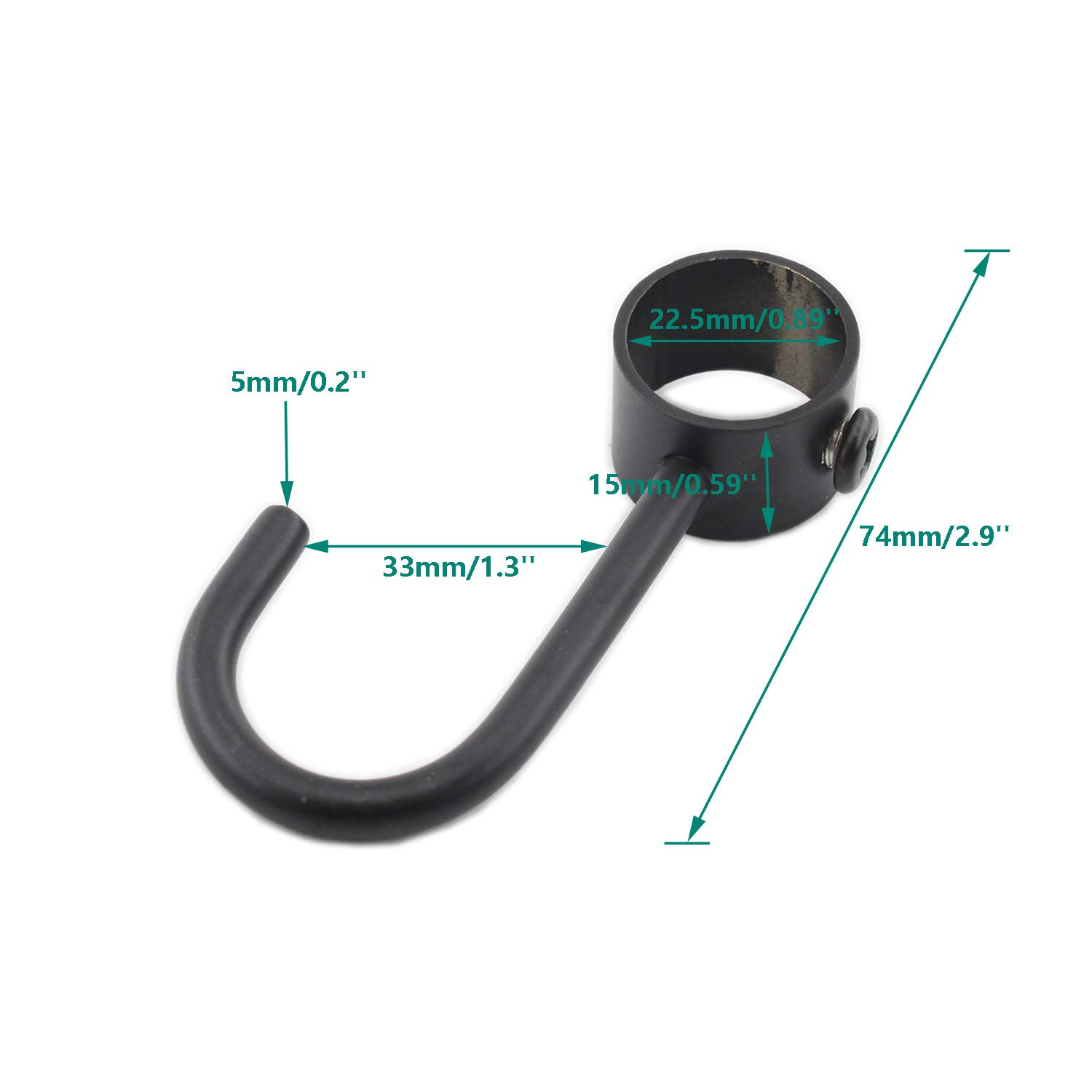 Ulifestar Stainless Steel Closet Rod Hooks, Heavy Duty Utility Hooks for Hanging Pots,Pans,Mugs,Towels,Oven Mitts,Adjustable J Typed Kitchen Hooks Fit for 22mm Rod 5 Pack Black