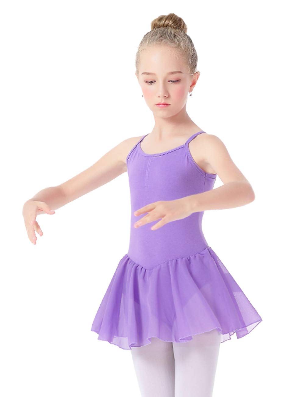 Daydance Black Leotards for Girls Ballet, Skirted Dance Wear for Training