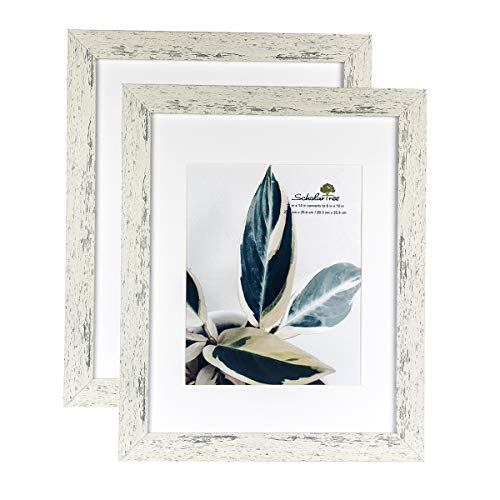 Scholartree Rustic White Wooden 11x14 Picture Frame set of 2,Display 11x14 without Mat or 8x10 with Mat,Wall Gallery Photo Frames