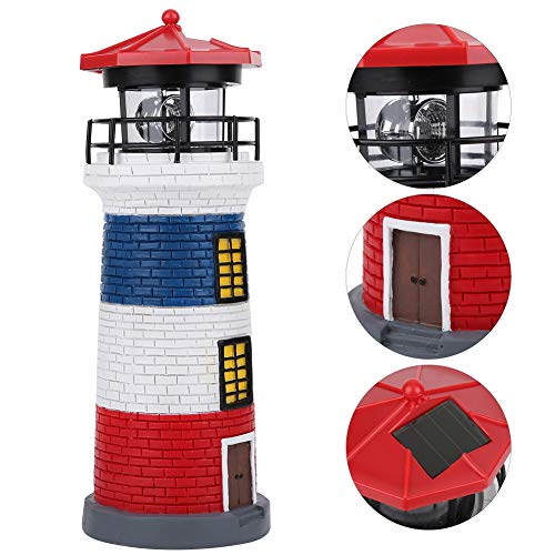 xianshi Valentine's Day Carnival Lighthouse Light, Easy to Install Solar Lighthouse, Soft Comfortable Light for Home Garden(Red Blue White)