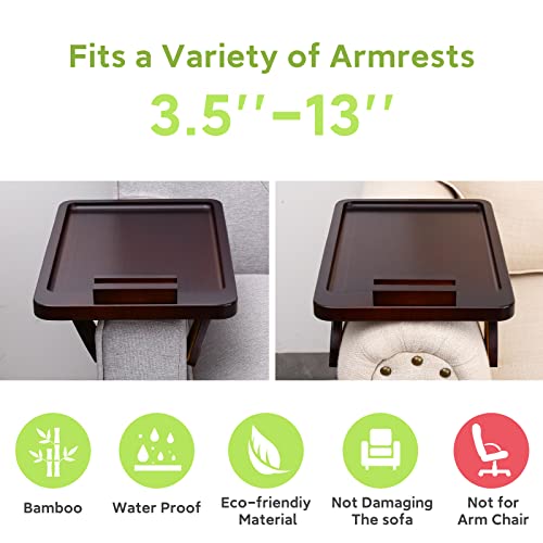 SINWANT Sofa Arm Tray Table Clip on Side Table, Couch Tray with 360° Rotating Phone Holder,Couch Arm Table Sofa Armrest Tray for Home,Living Room, Eating,Drinks,Snacks,Remote/Control