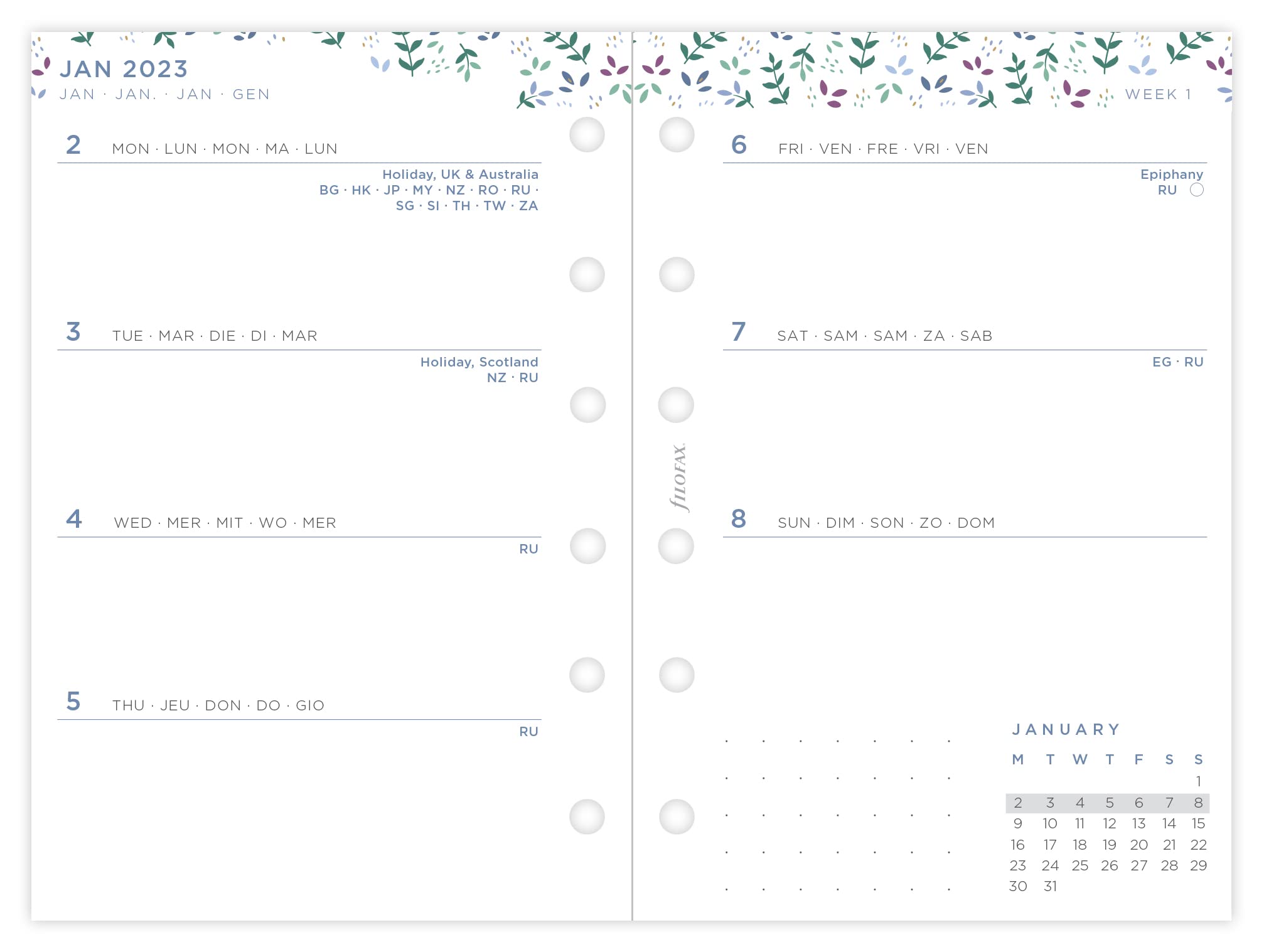 Filofax Pocket Garden Week to View 2023 Diary, White (23-68292)