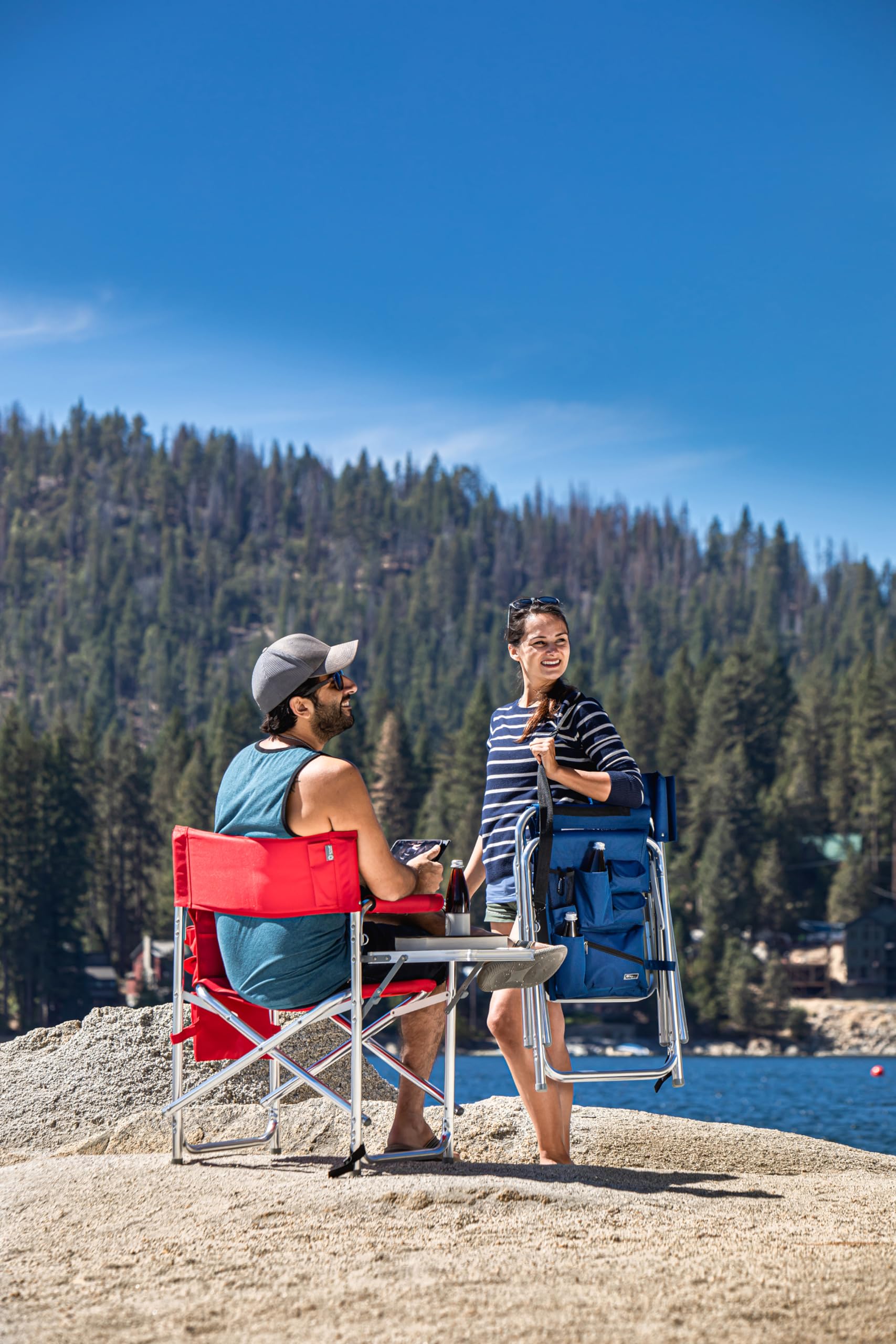 Picnic TIME Coca-Cola Enjoy Coke Sports Chair with Side Table, Beach Chair, Camp Chair for Adults, (Red)