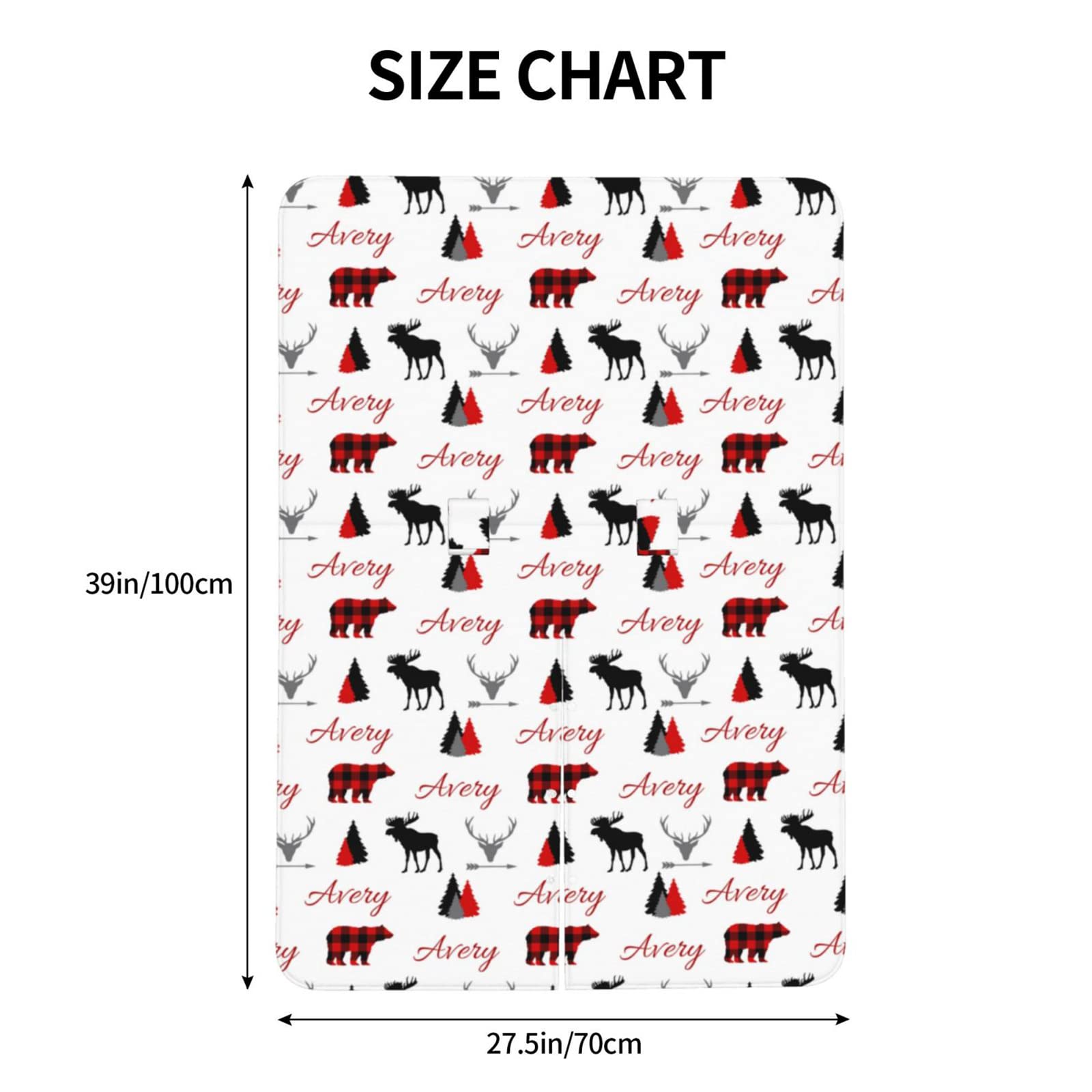 Personalized Plaid Design Adventure Bear and Deer Baby Car Seat Canopy for Babies with Name, Custom Multi-use Blankets for Baby Boys Girls, Peekaboo Minky Nursing Stroller Cover Canopies for Newborn