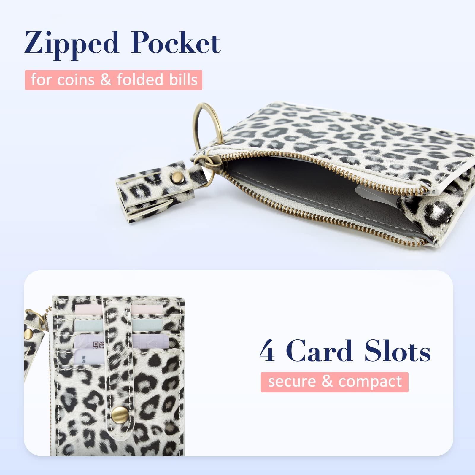 ECOSUSI Wristlet Keychain Key Ring Wallet Bracelets Card Holder Purse with Tassel