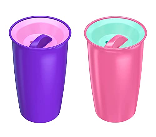 Playtex Baby Stage 2 Spoutless 360 Drinking Cups, Ages 1+, Leakproof, Spill Proof, Pink and Purple, 10 Ounce, 2 Count