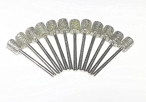 Luo ke 12 Pcs Diamond Burr, 1/8 Inch Shank Diamond Grinding Bits For Dremel Rotary Tool (Cylinder Head)