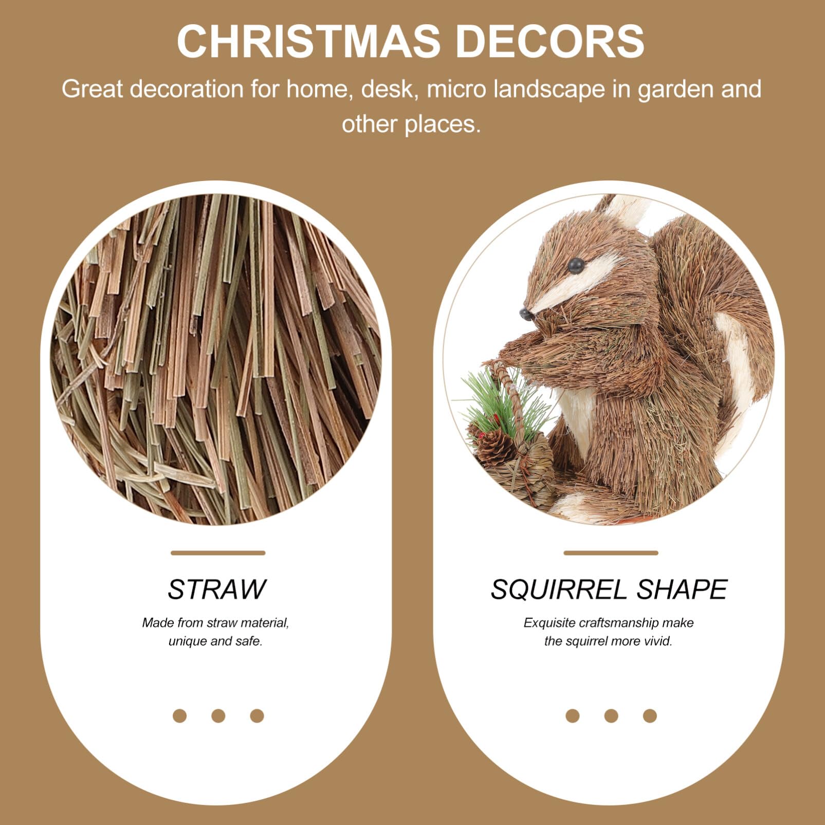 Wakauto Christmas Squirrel Figurine Fake Grass Squirrel Fall Decor Lawn Nativity Animal Ornament Simulation Squirrels Model Statue Outdoor Decor for Holiday Party Supplies