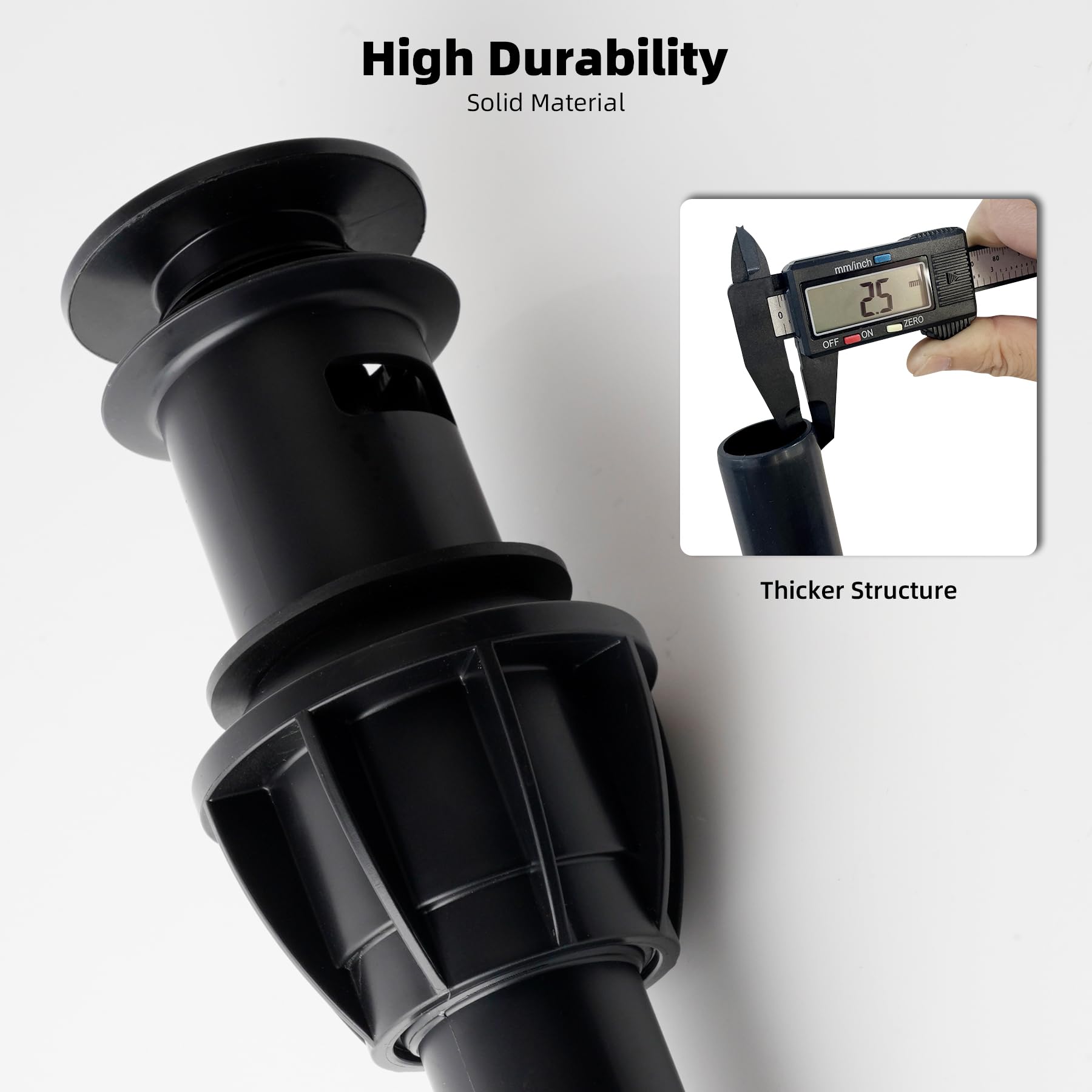 Hibbent 2 Pack Push and Seal Pop Up Drain Stopper with Overflow for Bathroom Sink Faucet Vessel Vanity, Matte Black