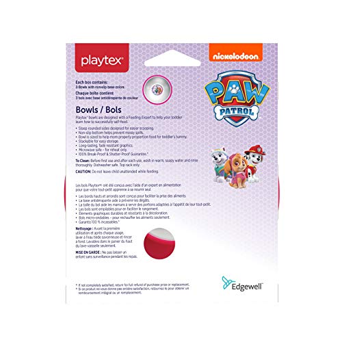 Playtex Mealtime Paw Patrol Bowls for Girls, 3 Pack