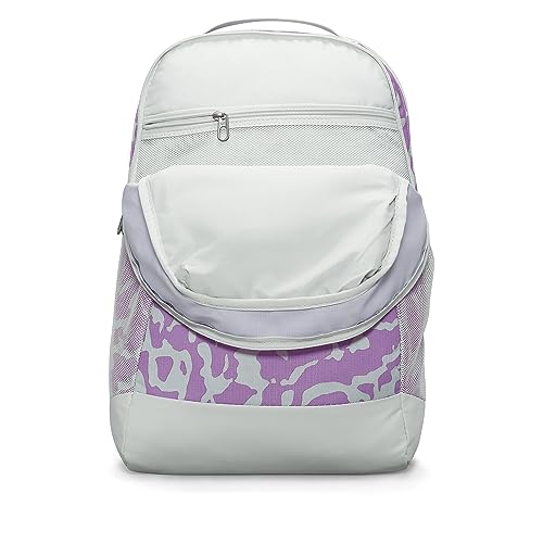 Nike Womens Brasilia Printed Backpack Light Silver/Rush Fuchsia/White