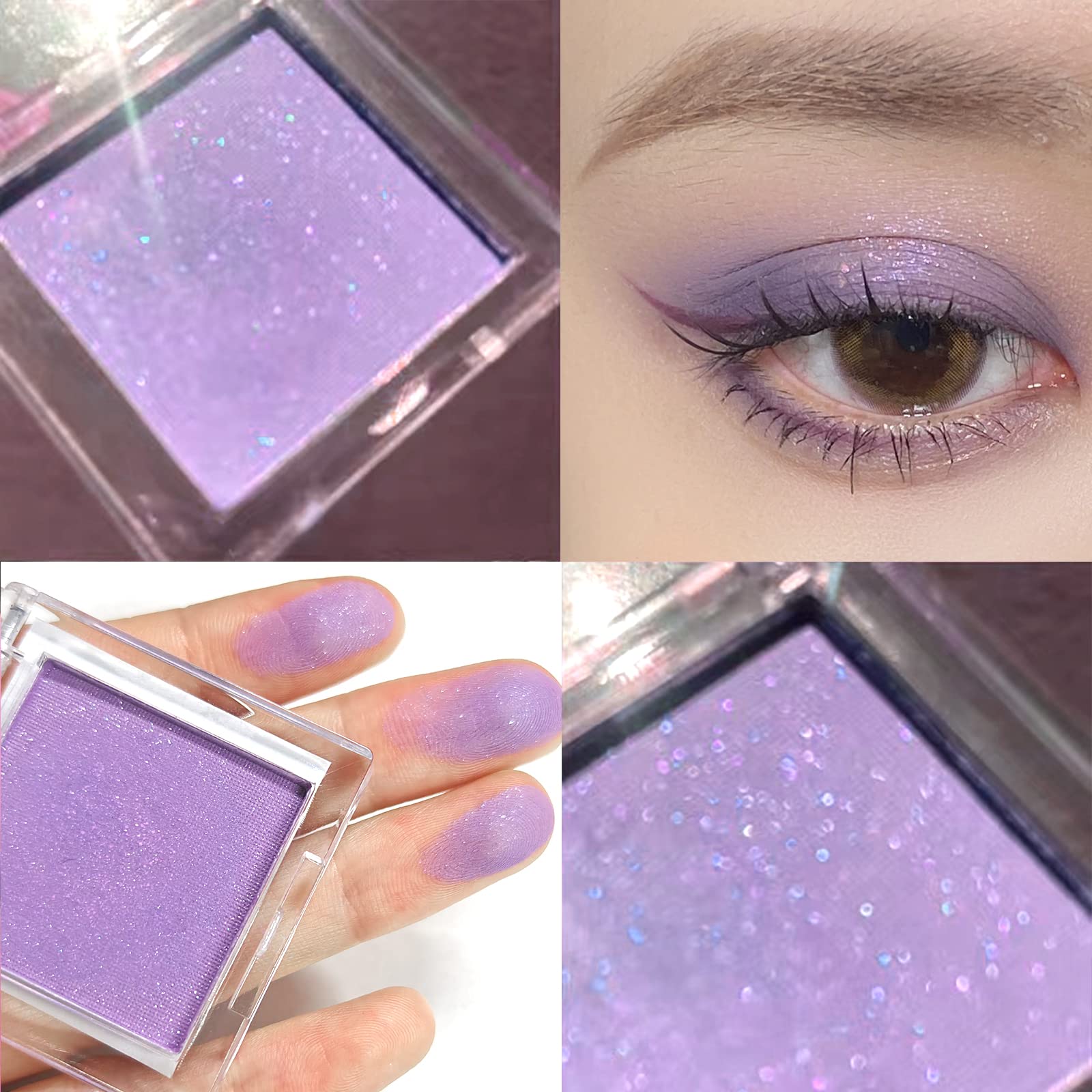 Erinde Single Eyeshadow Powder Palette, Matte Shimmer Lavender Purple Eye Shadow Makeup, High Pigment, Ultra-Blendable, Long-Lasting Smokey Eyeshadow, 4g/0.14oz