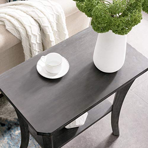 Leick Home 10305-RG Rustic Wire Brushed Driftwood Narrow Side Table with Shelf, Rustic Gray