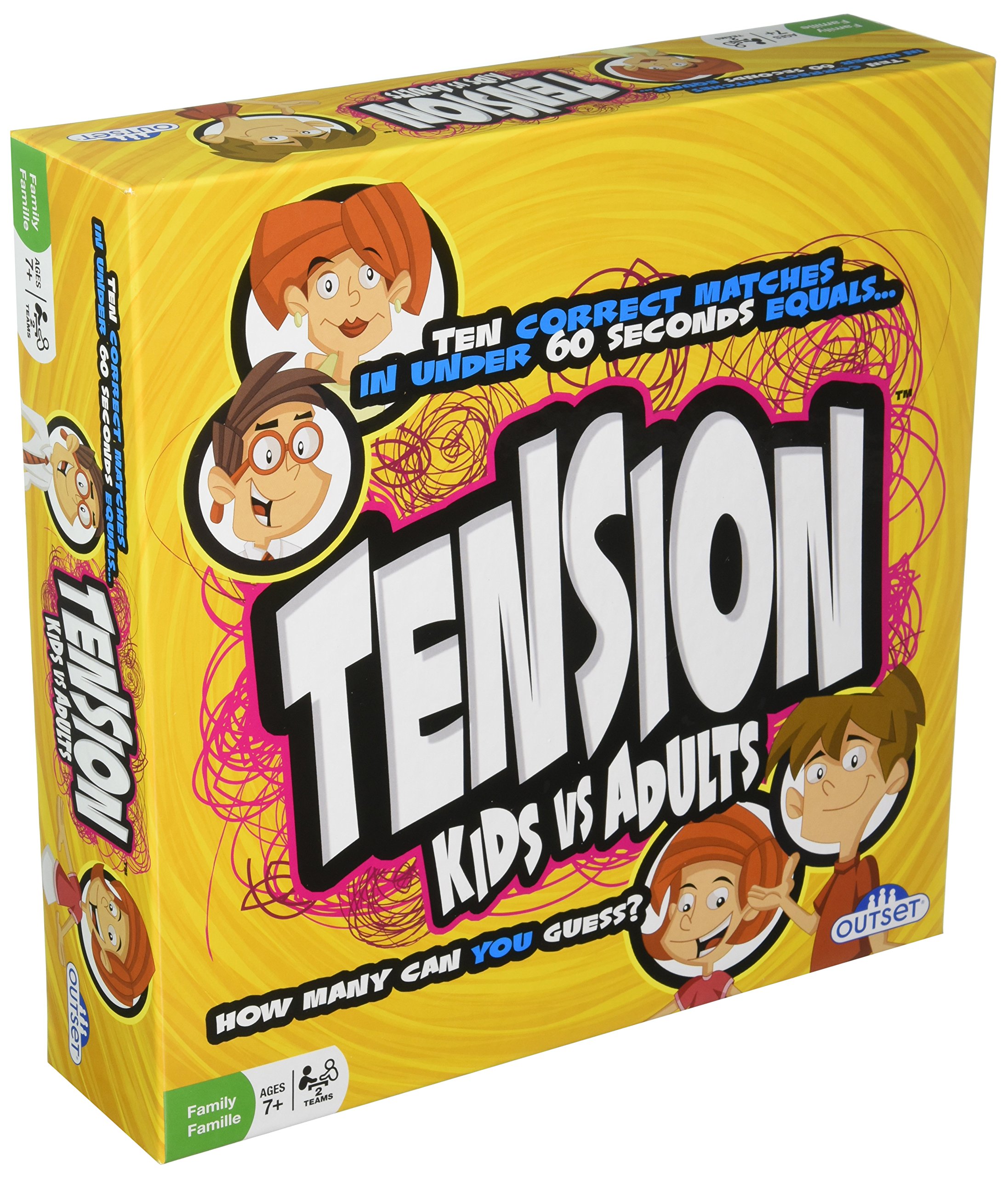 Tension Family Edition Board Game - Fast Paced Guessing Game Of Subjects And Categories - Kids vs. Adults Version Features 200 Cards (Ages 7+)