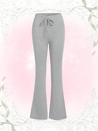 SOLY HUX Women's High Waist Flare Leggings Bell Bottom Sweatpants Casual Bootcut Yoga Pants Solid Light Grey M