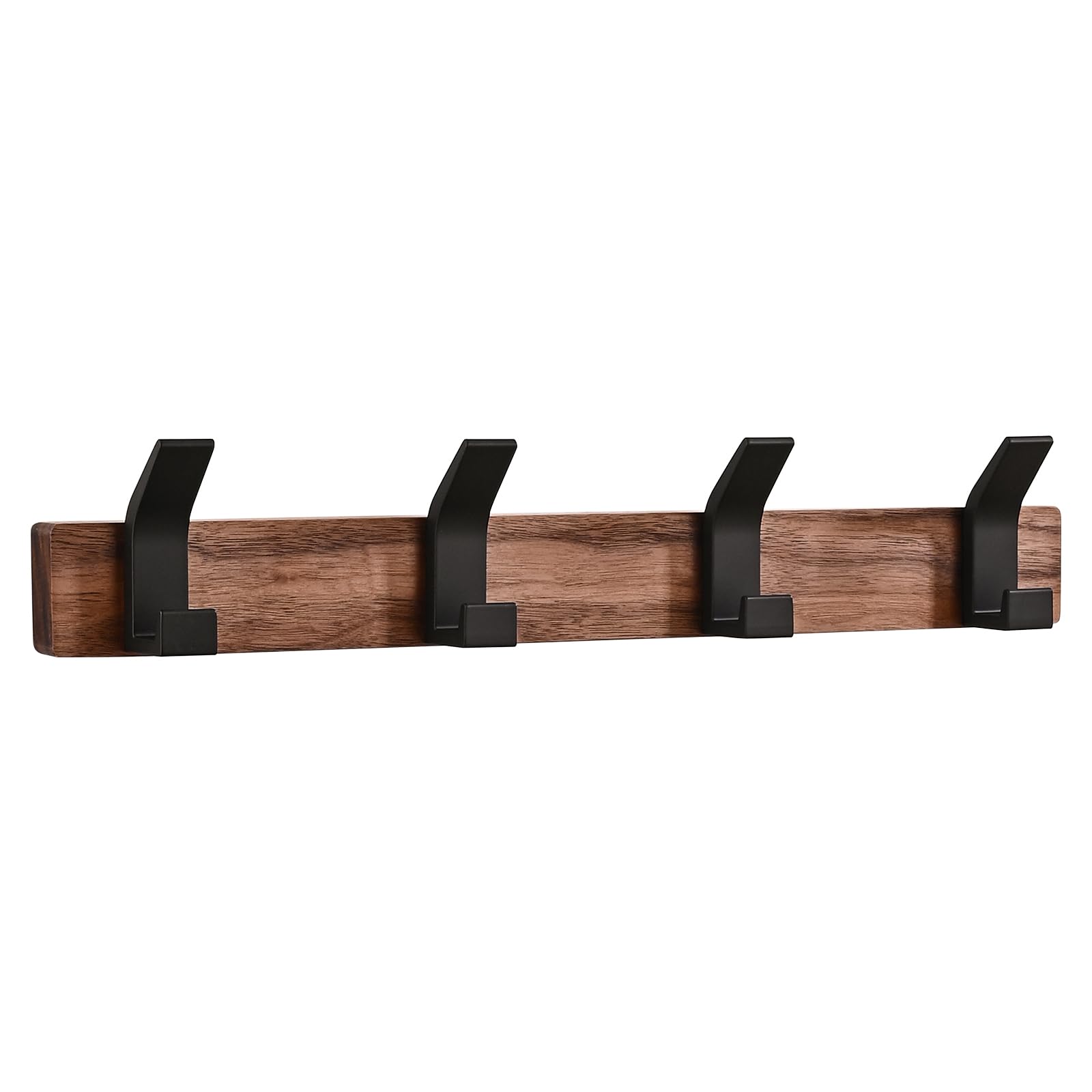 Jadorn Coat Rack Wall Mount - 15.7 Inches Walnut Wood Coat Hooks Coat Rack Wall Mount with 4 Hooks Black Aluminum Coat Hooks for Hanging Coat Hat Bag Hat Rustproof Coat Hanger