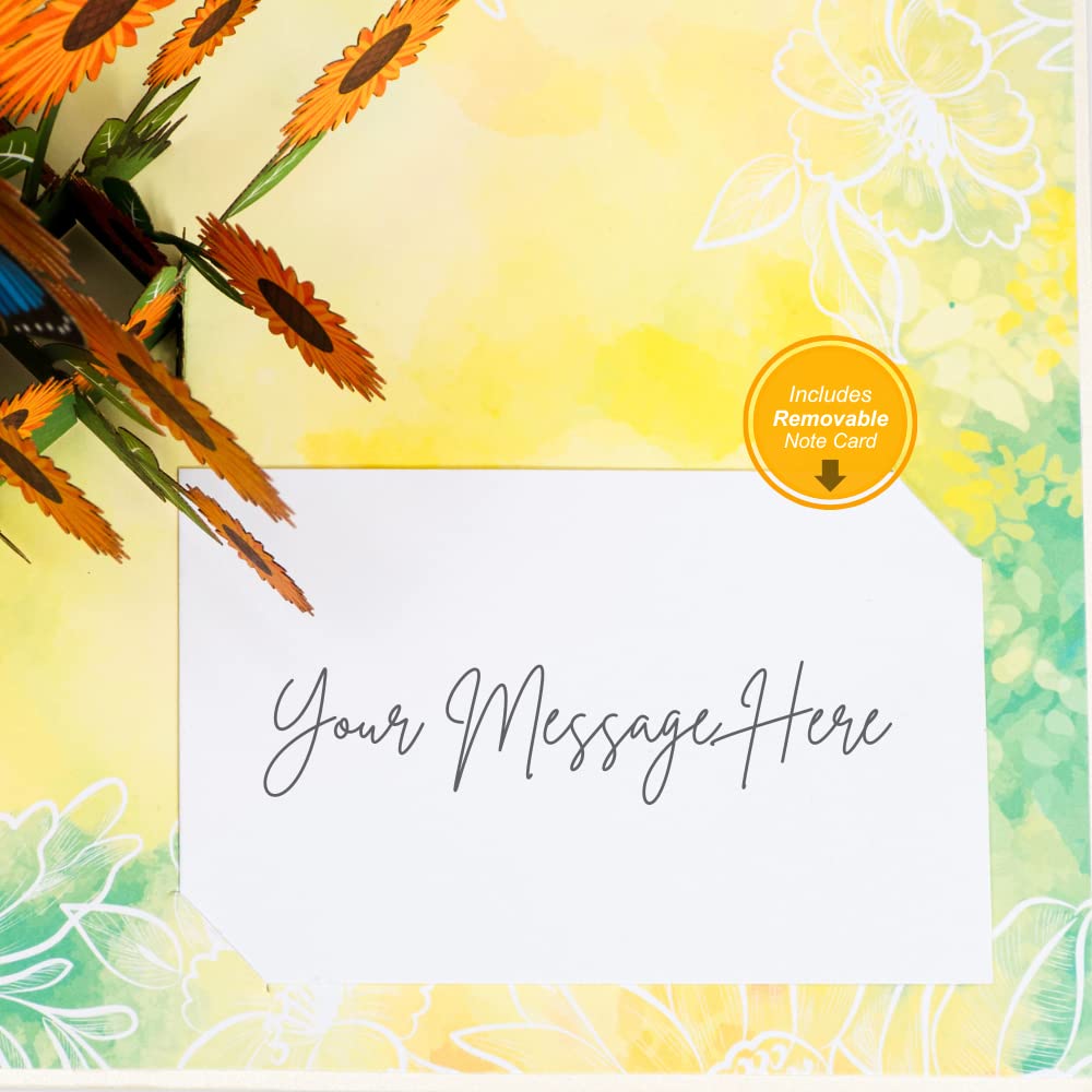 Paper Love Pop Up Cards 2 Pack - Includes 1 Heart Tree and 1 Sunflower, For All Occasions, Mother Day, Birthday, Just Because- Includes Envelope and Note Tag