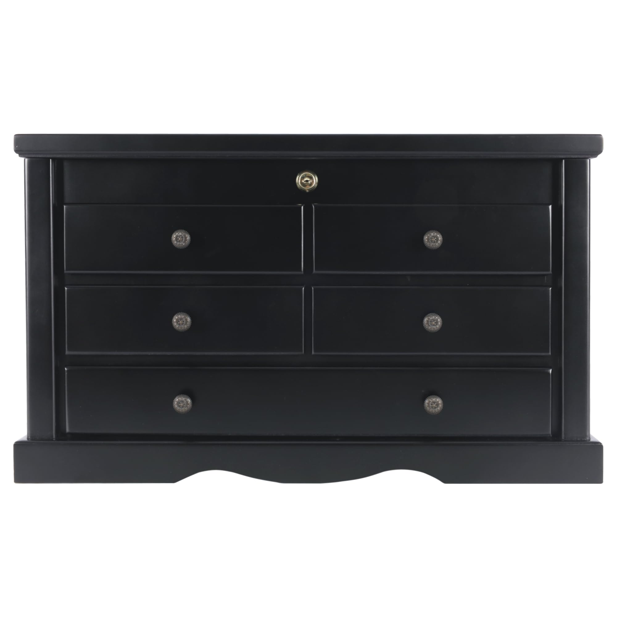 DisplayGifts Collector's Choice Solid Wood Knife Display Case Tool Storage Cabinet w/ 5 Drawer Gallery Quality Black