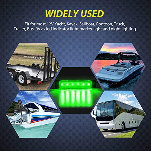 Nilight 10PCS 3.8β 6LED Red Green LED Indicator Light Truck Camper Side Marker Light Marine Boat Navigation Light Yacht Kayak Sailboat Trailer Bus RV Clearance Light 12V DC, 2 Years Warranty