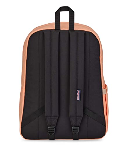 JanSport Superbreak Plus Backpack - Work, Travel, or Laptop Bookbag with Water Bottle Pocket, Peach Neon