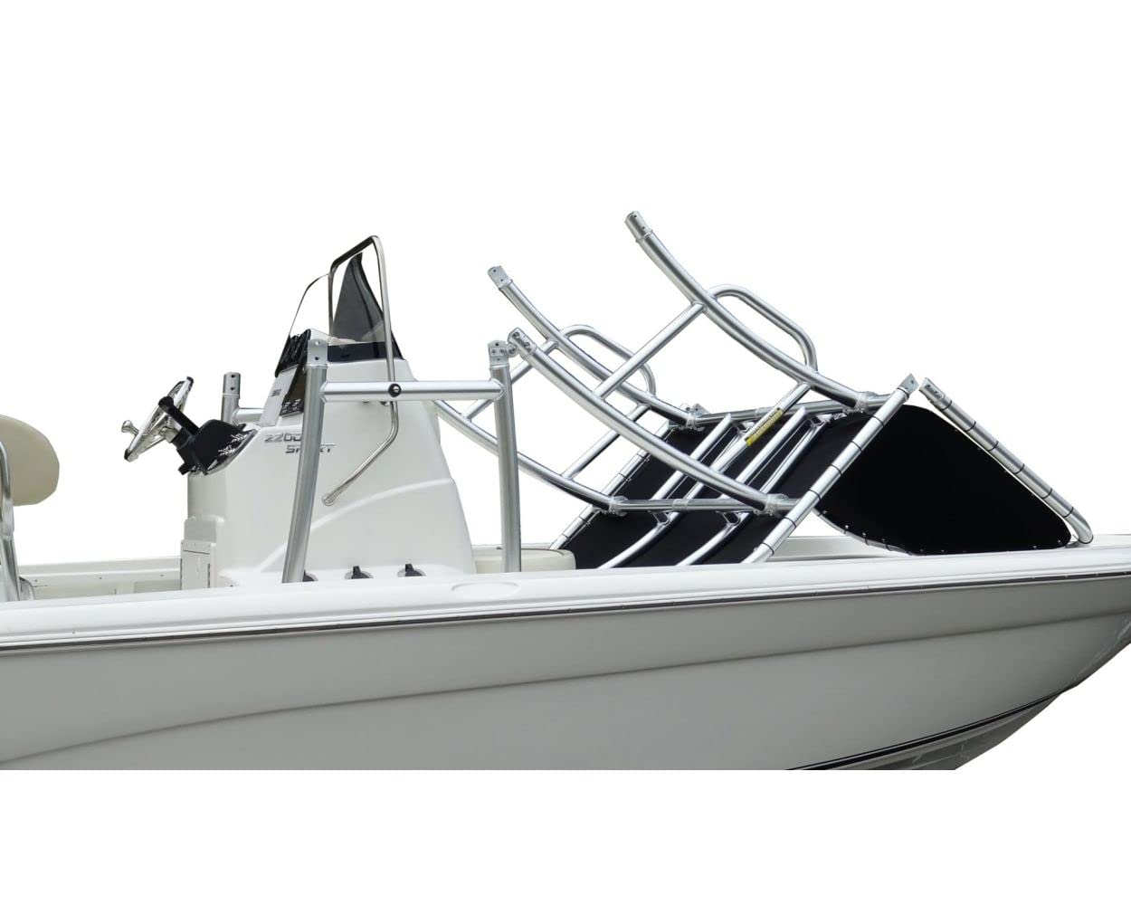 Fishmaster Pro Series Boat T-Top for Center Console Fishing Boats - Universal Fit - Polished and Anodized - Blue Top