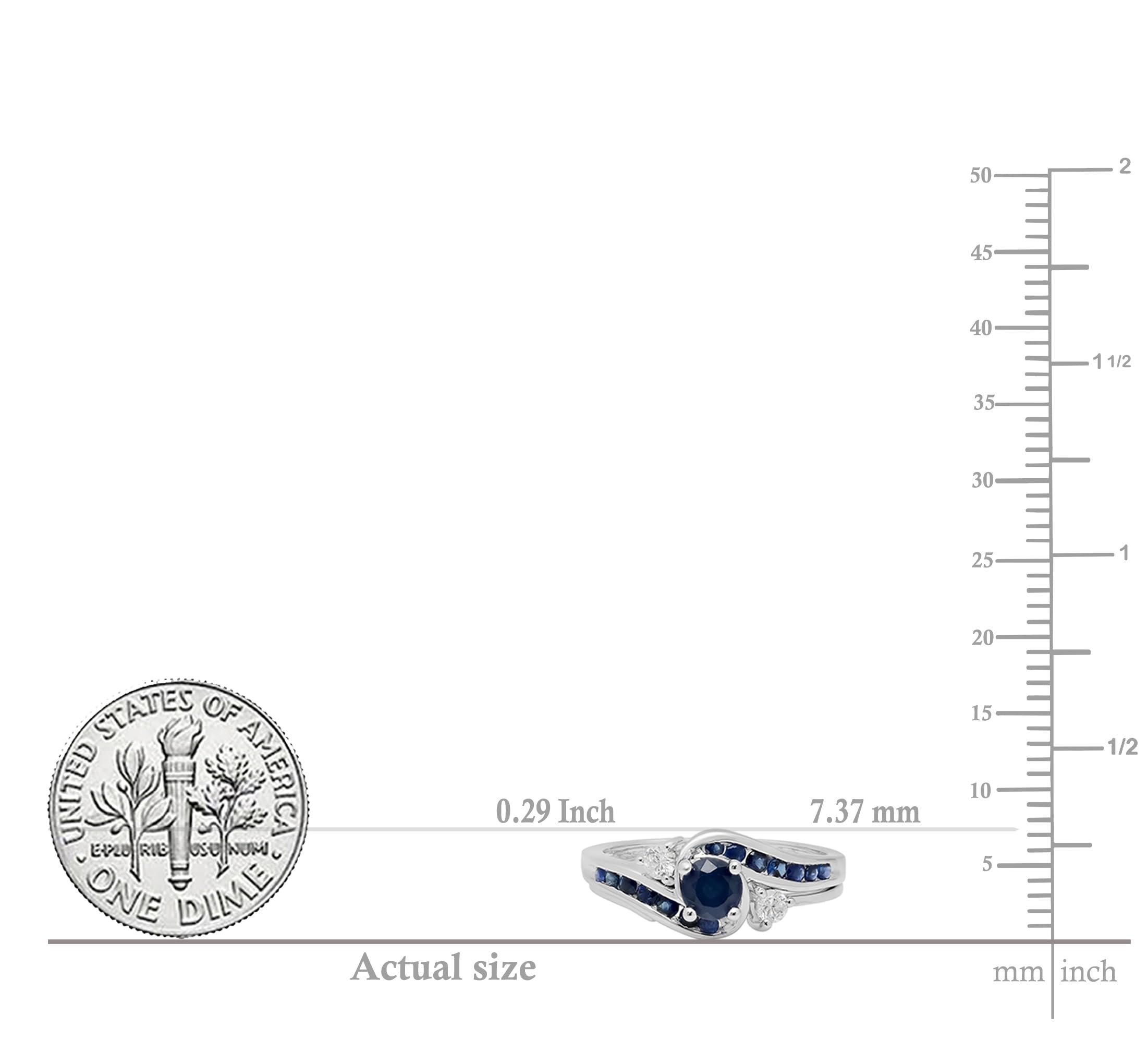 Dazzlingrock Collection 10K Round Blue Sapphire And White Diamond Swirl Bridal Engagement Ring Set, White Gold, Size 8.5