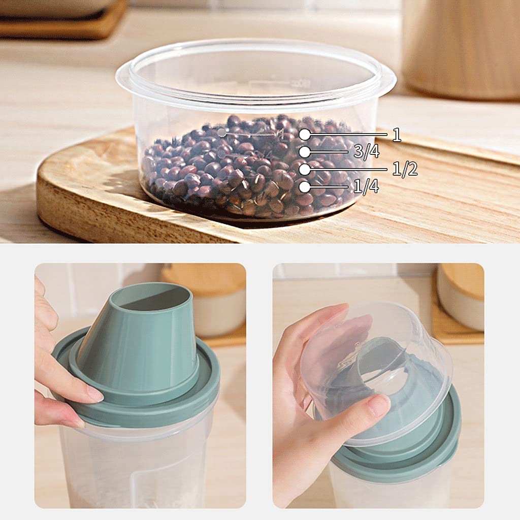 FSHAN Kitchen Jars Plastic Storage Box Kitchen Food Grains Cereal Containers Tall Food Storage Spaghetti Noodle/Pasta Container with Scale Lid Useful Container Set (Color : 1pcs Green)