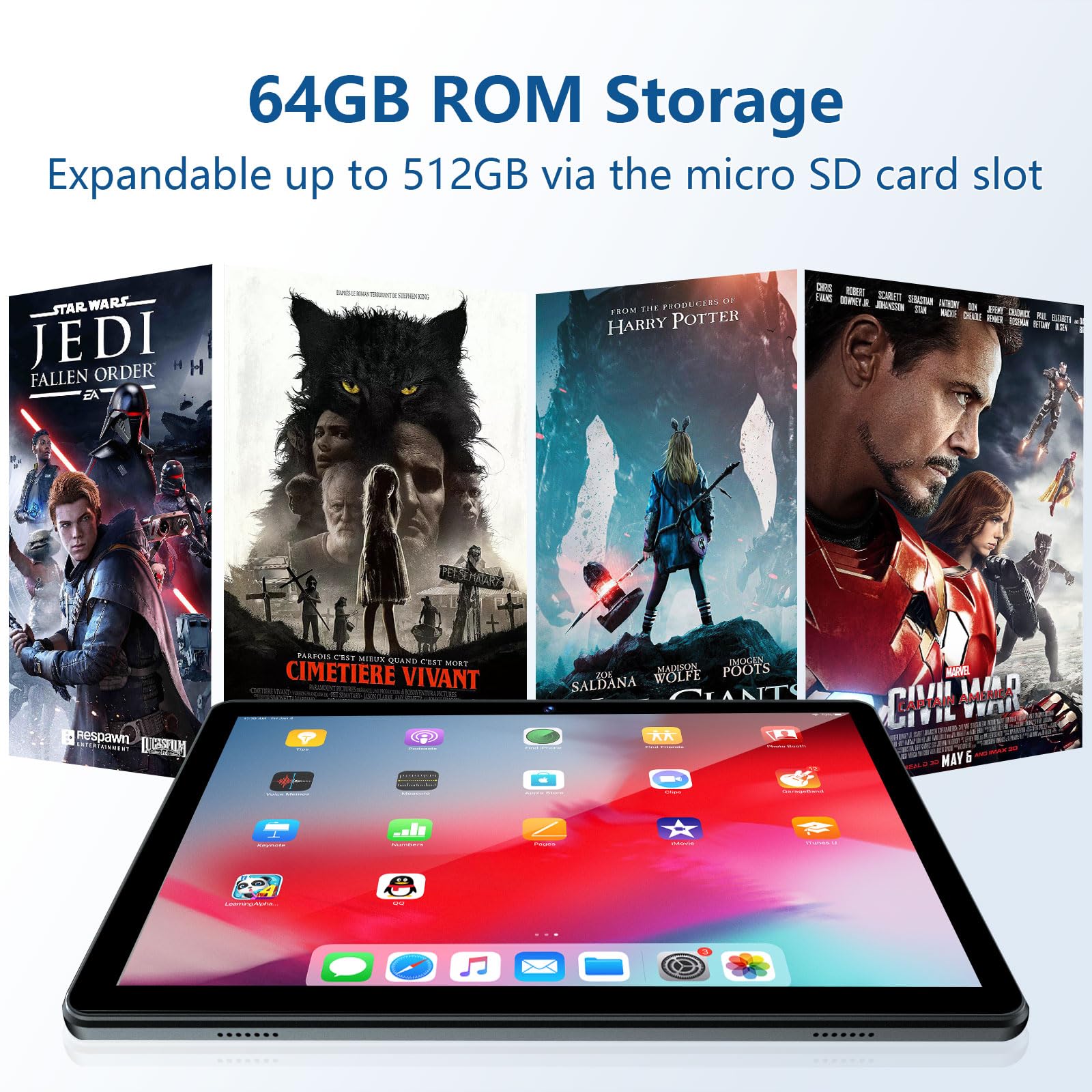 ECOPAD 10.1 inch Android 13 Tablet PC, 6GB RAM 64GB ROM 512GB Expand,Quad-Core Tablets,IPS HD Touch Screen and Dual Speakers, Wi-Fi Tablets,Dual Camera,6000mAh (Silver)
