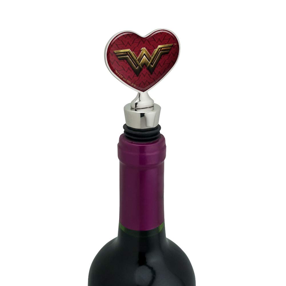 Justice League Movie Wonder Woman Logo Heart Love Wine Bottle Stopper