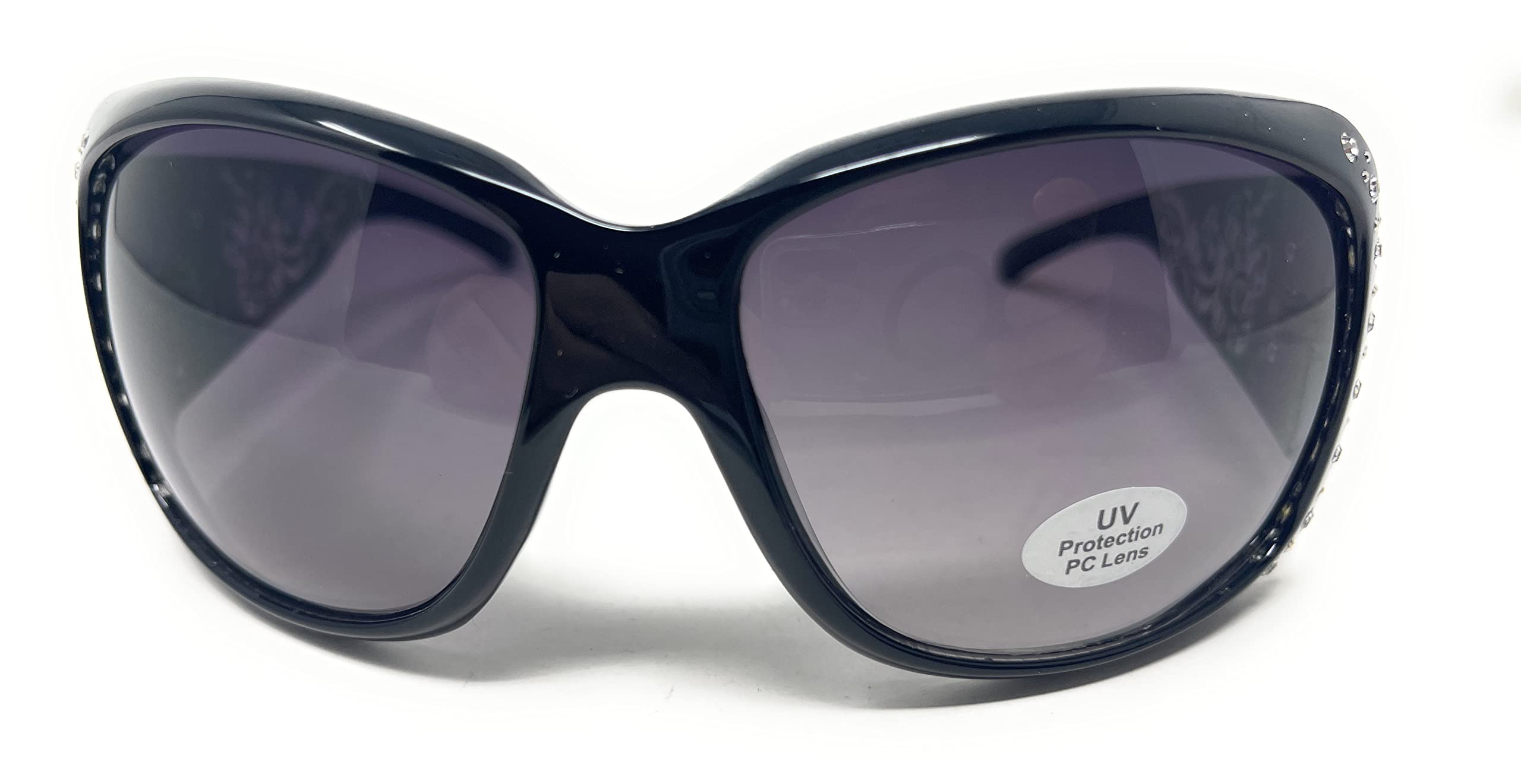 Texas West Women's Sunglasses With Bling Rhinestone UV 400 PC Lens in Multi Concho (Metal Cross Floral Black)