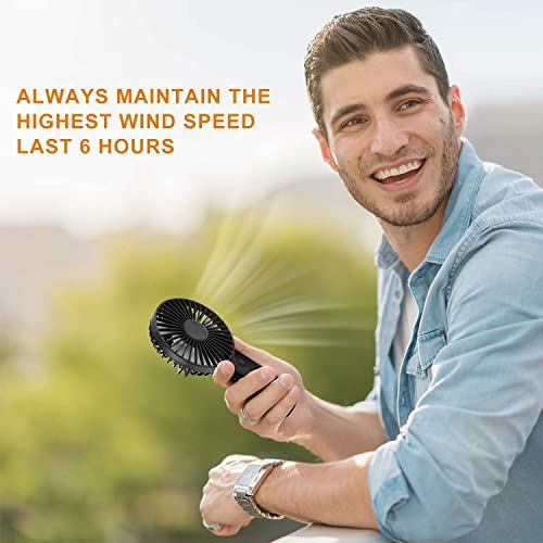 Portable Handheld Fan, 4000mAh Battery Powered Rechargeable Personal Fan, 6-15 Hours Working Time, Suitable for Outdoor Activities, Mini Hand Fan, Suitable for Travel/Work/Makeup/Office - Black