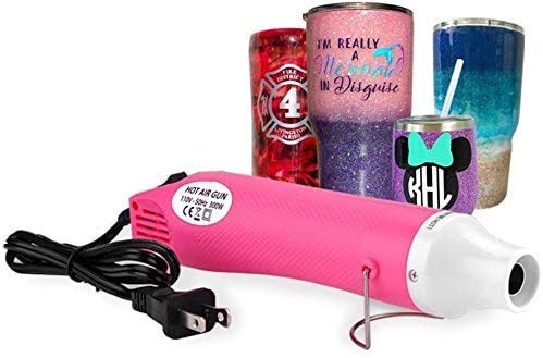 Wellshine Bubble Buster Tool for Making Epoxy Glitter Tumblers, Mini Portable Heat Gun for DIY Acrylic Resin Cups Tumblers Embossing Shrink Wrapping Paint Drying Crafts Electronics DIY (Pink)