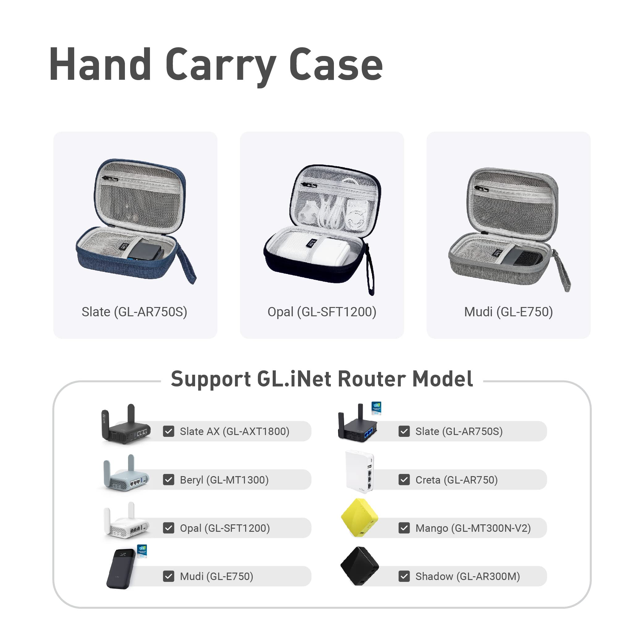 GL.iNet GL-AXT1800 (Slate AX) Pocket-Sized Wi-Fi 6 Gigabit Travel Router & Gadget Organizer Case (Grey)