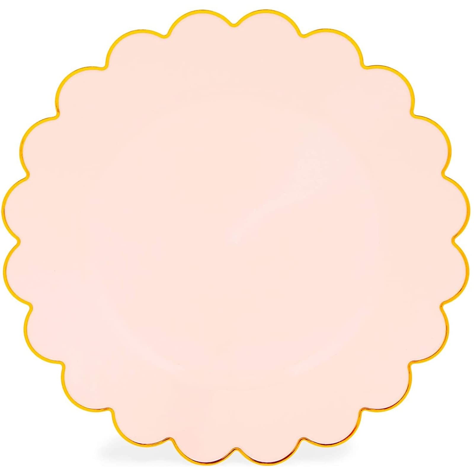Sparkle and Bash 50 Pack Pink and Gold Plastic Plates, 9 Inch Scalloped Plates with Gold Rim for Birthday Party, Baby Shower