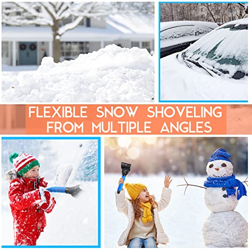 Hicarer Winter Ice Scrapers 2 Pack Plow Like Snow Scraper for Car Plastic Window Scraper Non Slip Windshield Scraper Frost Removal Tool with Foam Handle for Cars Small Trucks Window (Black, Blue)