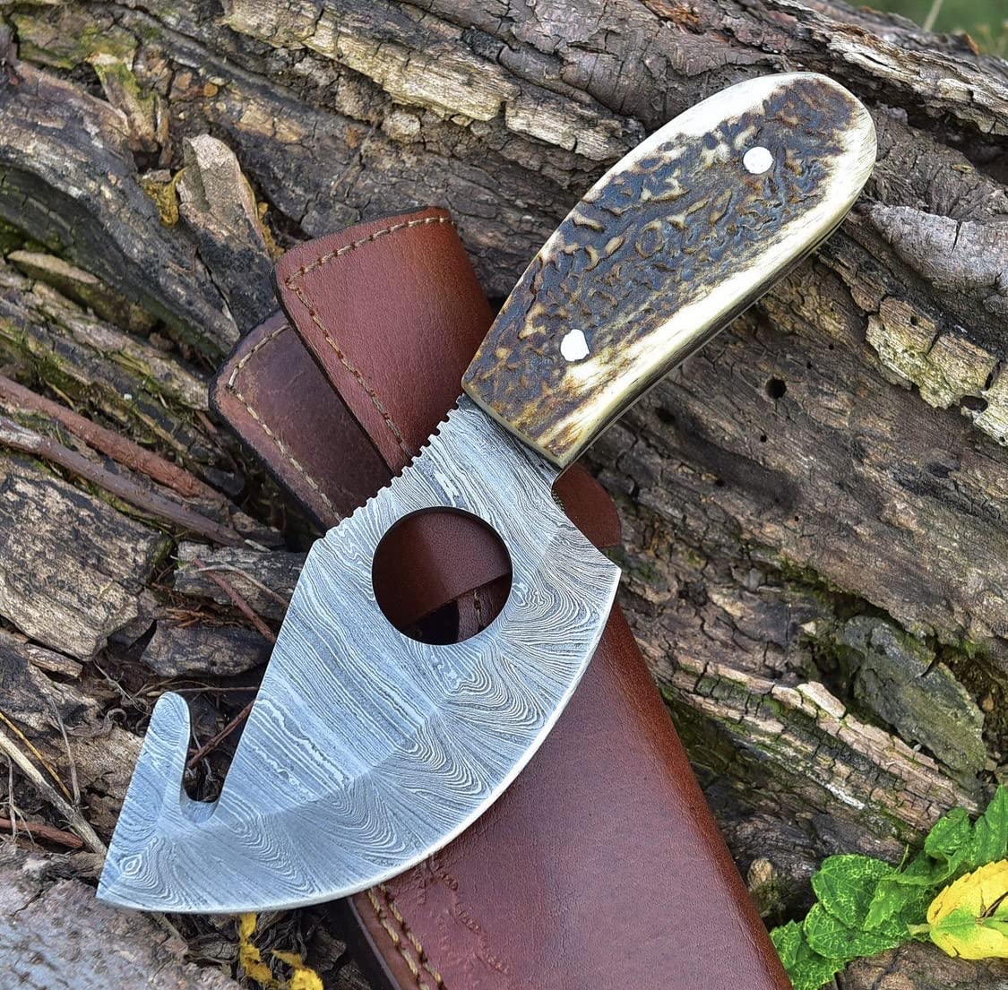 Damascus Hunting Knife Damascus Fixed Blade Knife Damascus Gut Hook Knife Damascus Ka br Knife Handmade Knives Camping knives