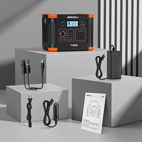 Portable Power Station 300W, GRECELL 288Wh Solar Generator with 60W USB-C PD Output, 110V Pure Sine Wave AC Outlet Backup Lithium Battery for Outdoors Camping Travel Hunting Home Blackout (600W Surge)