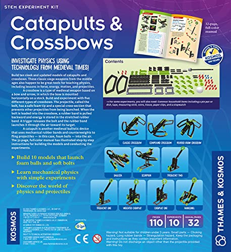Thames & Kosmos Catapults & Crossbows Science Experiment & Building Kit | 10 Models of Crossbows, Catapults & Trebuchets | Explore Lessons In Force, Energy & Motion using Safe, Foam-Tipped Projectiles