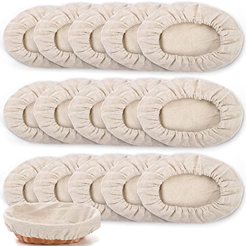 Hiceeden 15 Pieces Bread Proofing Basket Cloth Liner, 7.8 Inch Oval Natural Fiber Dough Banneton Proofing Basket Cover for Homemade Bread Home Baking, Fit for 7.8" Diameter or Smaller Basket