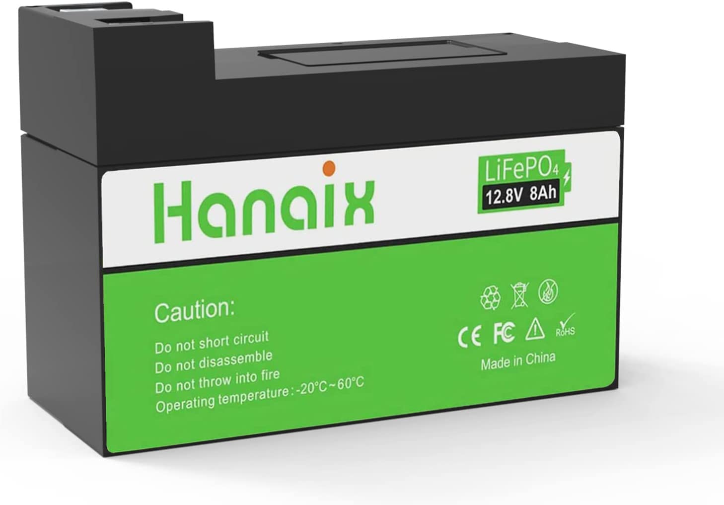 Hanaix 12V 8Ah LiFePO4 Battery, Deep Cycle Rechargeable Battery Built-in BMS, Small 12v Battery for Ride on Toy, Power Wheels,Home Storage Use,Small Solar, UPS, Lighting, Fish Finder