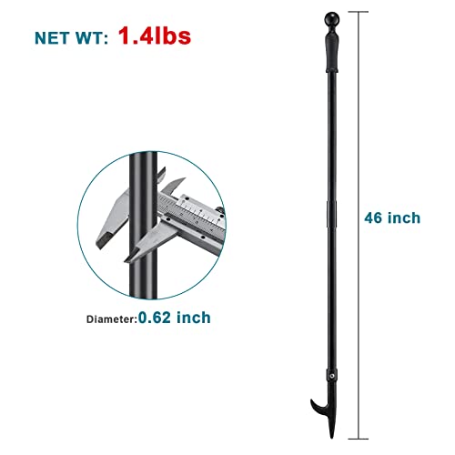 Outdoor Fire Poker for Fire Pit, 46 inch Camping Fire Poker for Fire Pit Outside, Heavy Duty Outdoor Indoor Fire Stoker, Firepit Tools Accessories for Party Campfire Black