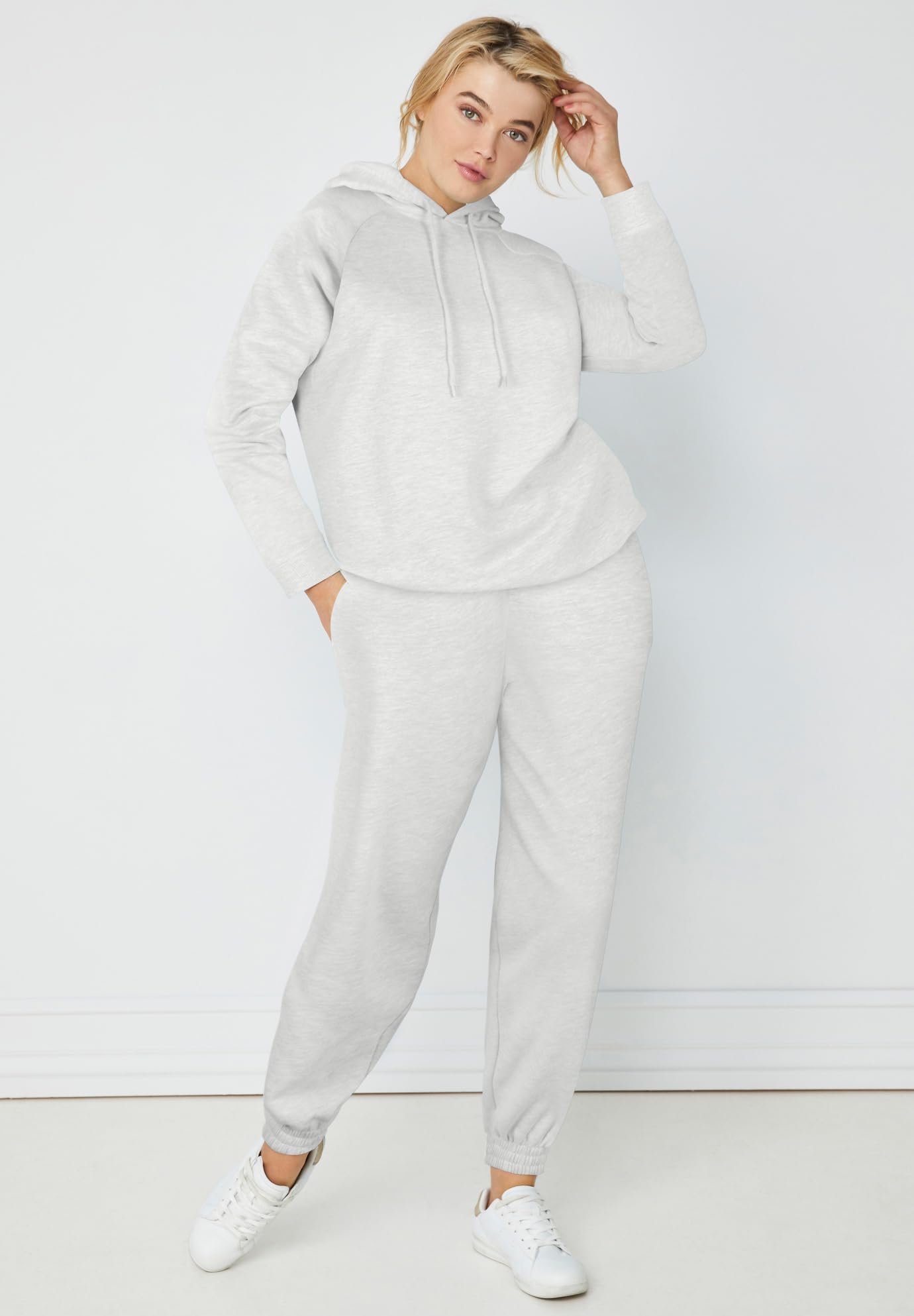 Ellos Women's Plus Size Hooded Fleece Sweatshirt - 22/24, Misty Rose