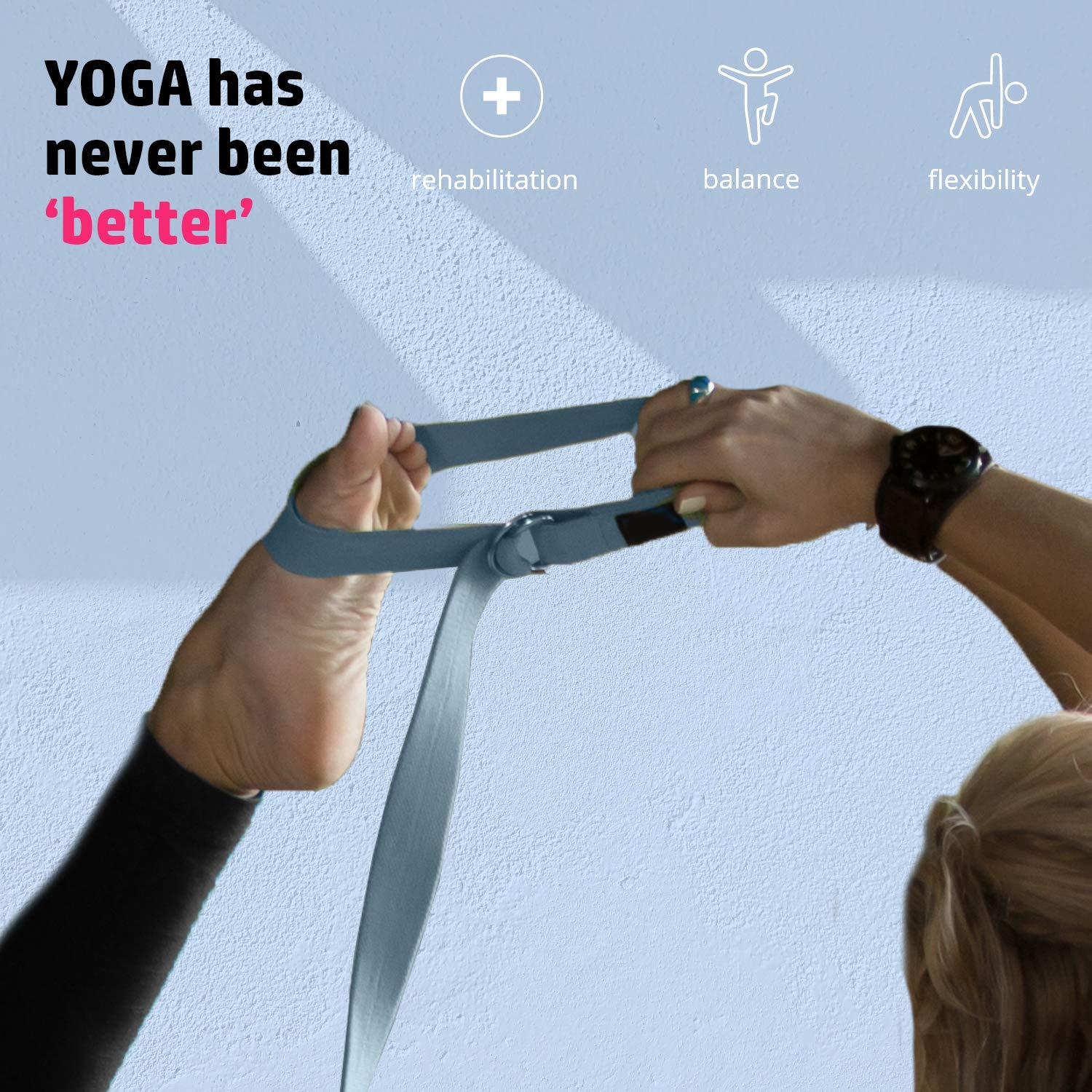 Fit2Live Yoga Strap with Adjustable D Ring - Aids Pose Expression, Provides Support and Reduces Straining and Stretching